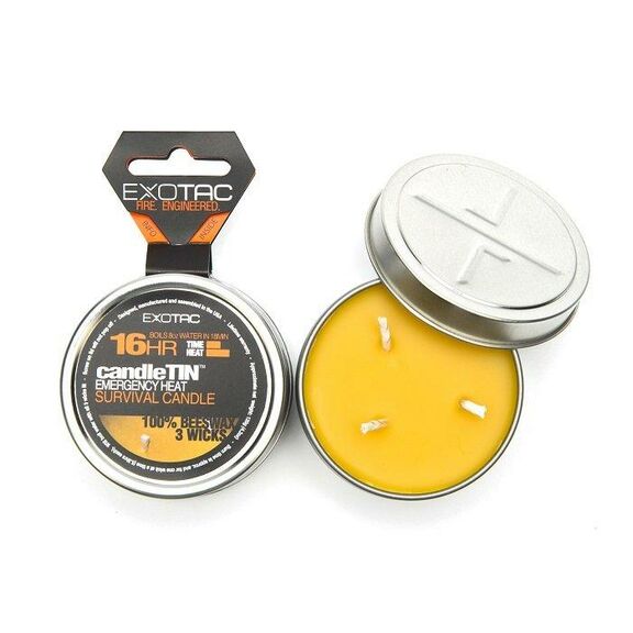 Exotac CandleTIN HOT Burn Large waxinelicht bijenwax | Zwerfkei.nl