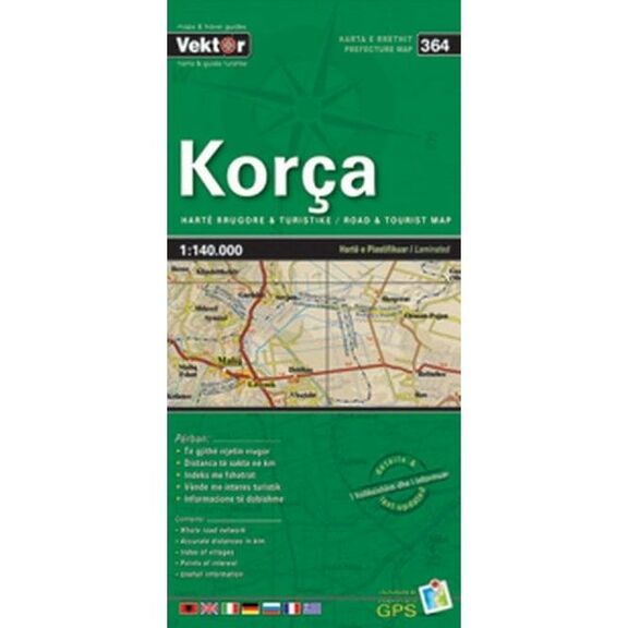 Vektor Maps Wegenkaart 364 Korca Prefectuur | Zwerfkei.nl